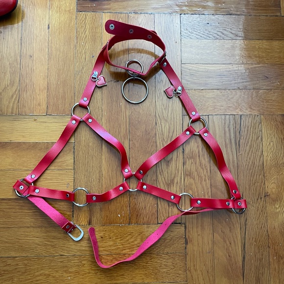 Intimates & Sleepwear | Red Faux Leather Harness | Poshmark